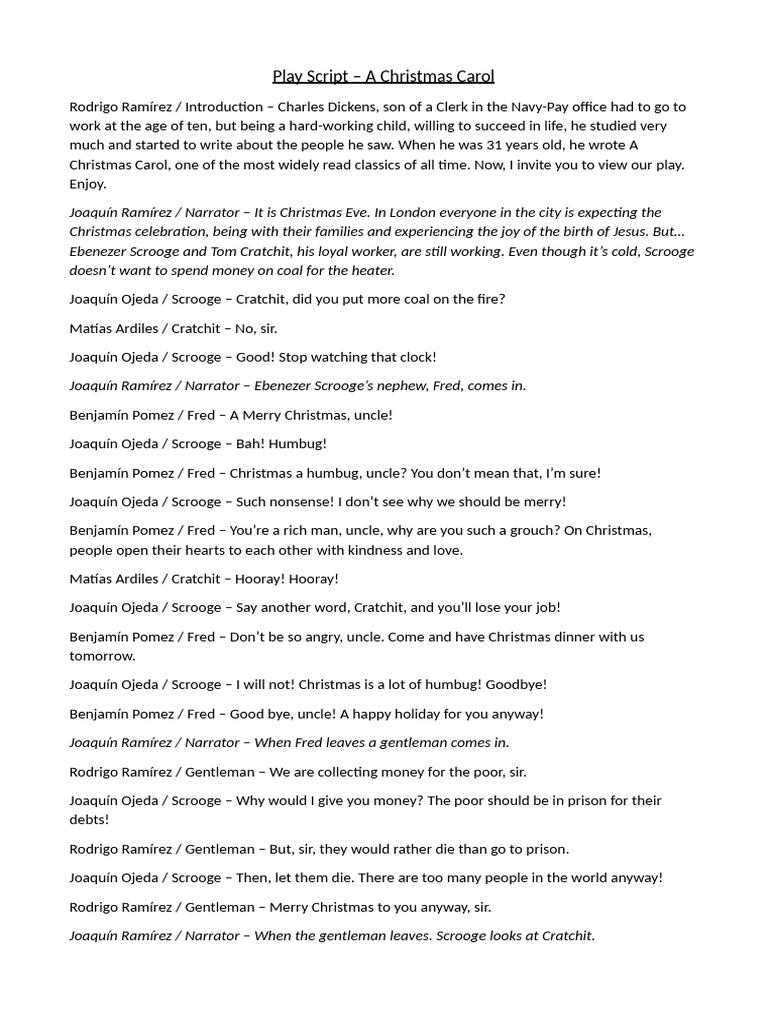 Play Script - A Christmas Carol | PDF | Ebenezer Scrooge | A Christmas ...