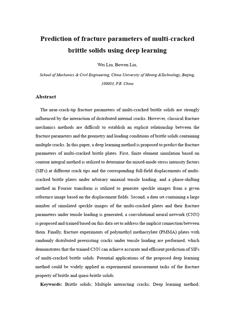 Prediction of Fracture Parameters of Multi-Cracked Brittle Solids Using Deep Learning | PDF ...