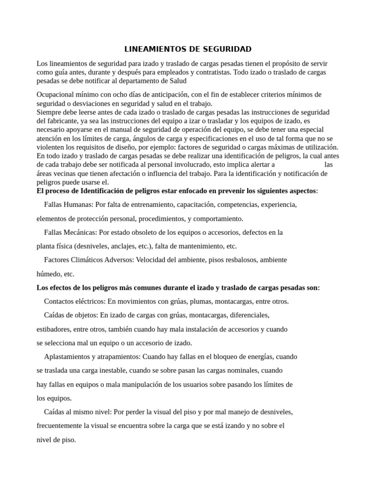 Lineamientos de Seguridad en Izado de Cargas | PDF | Grúa (máquina ...