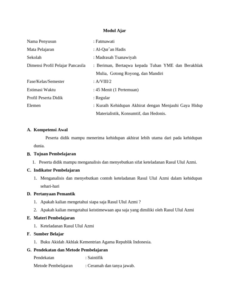 Keteladanan Rasul Ulul Azmi | PDF