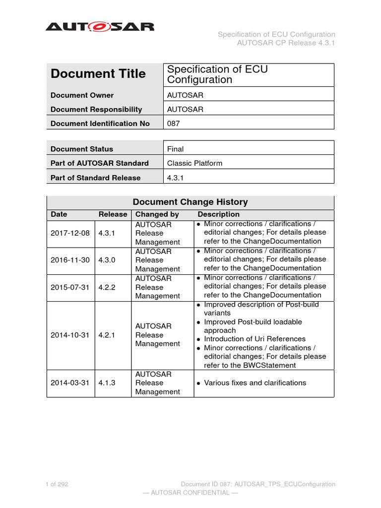 AUTOSAR ECU Config Guide | PDF | Data Type | Parameter (Computer Programming)