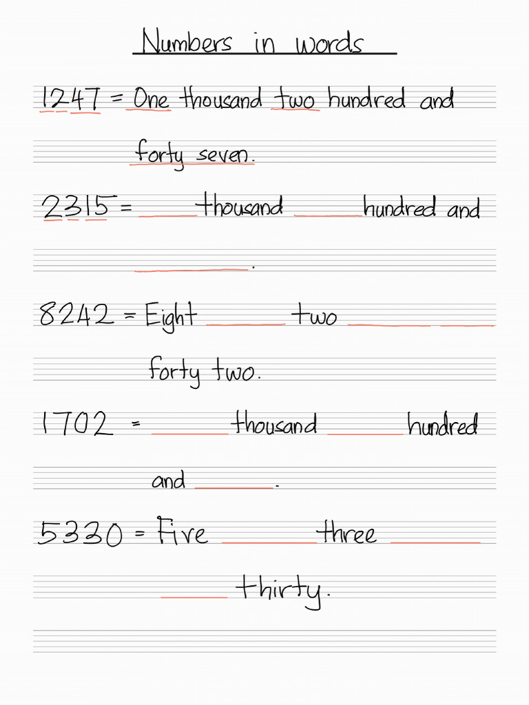 Numbers in Words | PDF