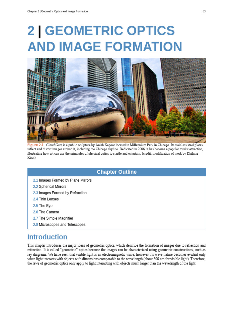 UP3 - Ch2. Geometric Optics and Image Formation | PDF | Mirror | Optics