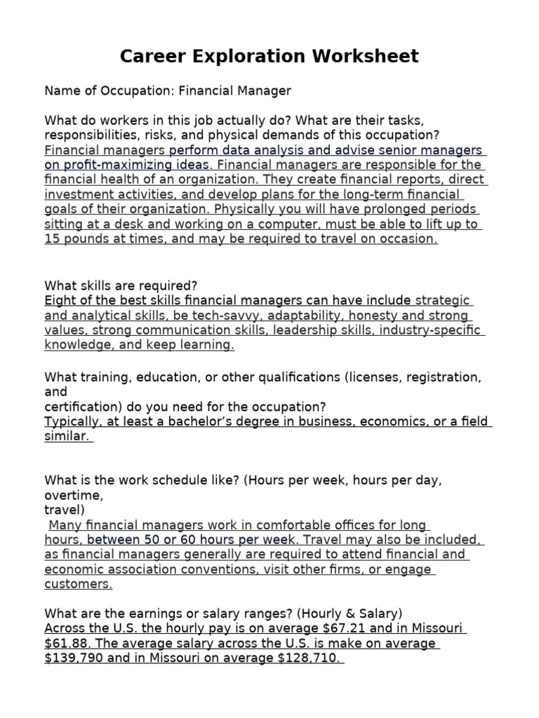 Career Exploration WorksheetVP | PDF | Business