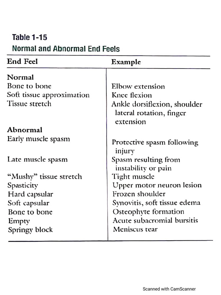 Types of End Feel | PDF