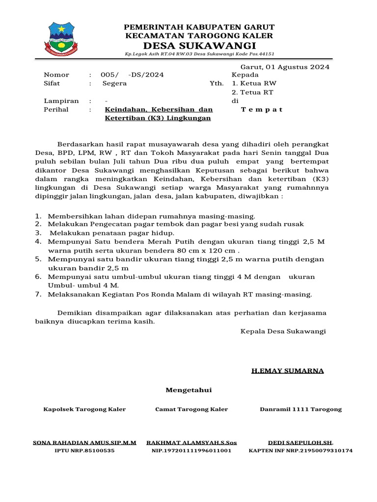 Surat Himbauan K3 | PDF