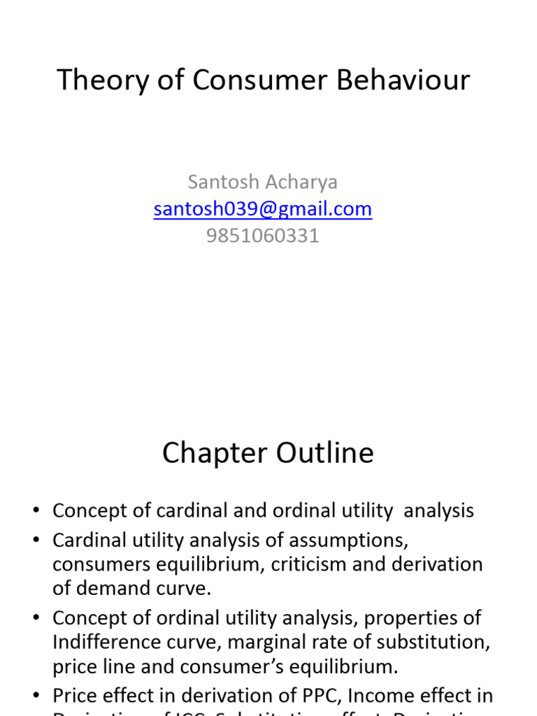Theory of Consumer Behaviour Chapter-3 | PDF | Utility | Marginal Utility