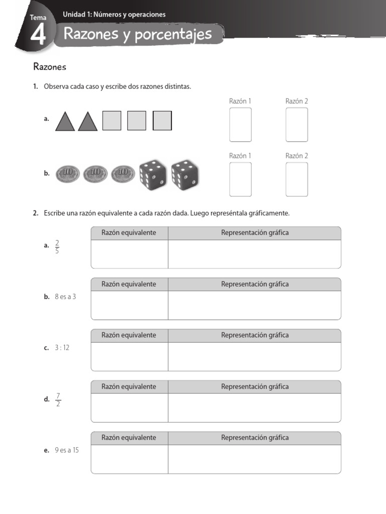 (Matemáticas) Guía 4. Razones y Porcentajes 6to Básico | PDF | Porcentaje