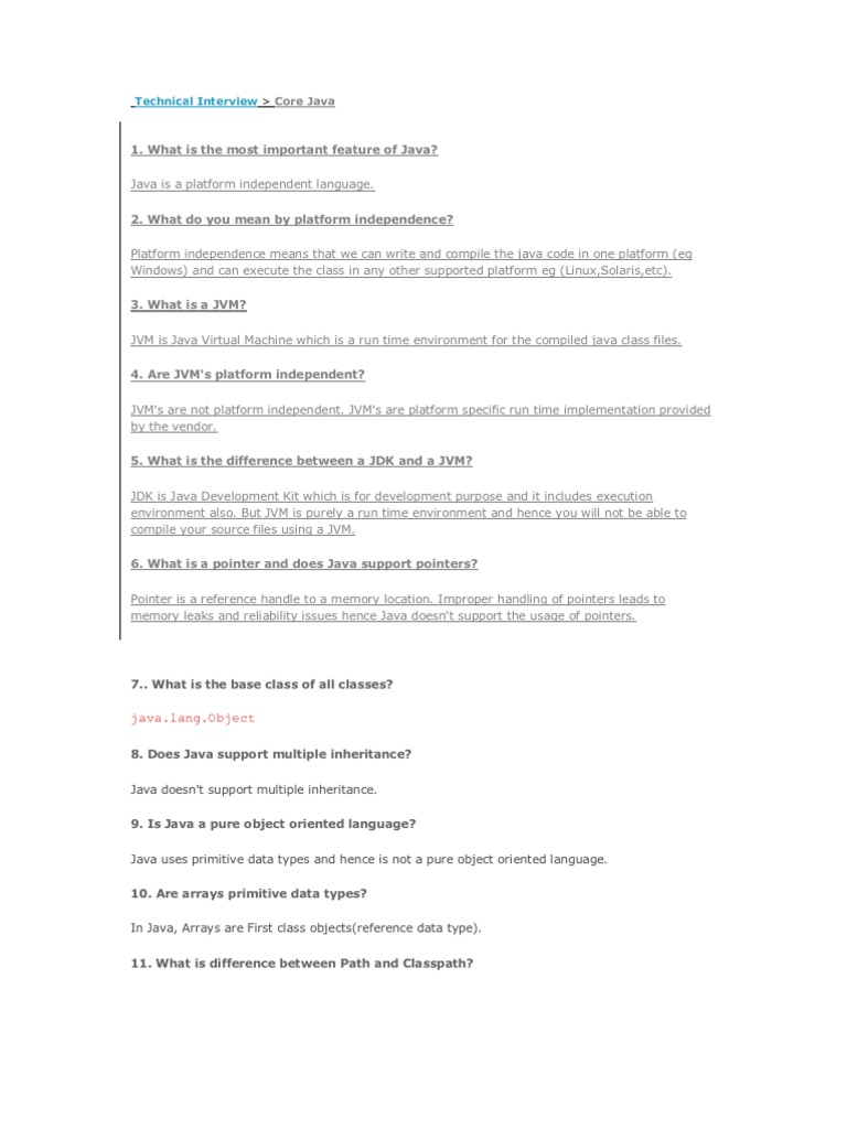 Technical Interview > Core Java | PDF | Class (Computer Programming) | Method (Computer Programming)