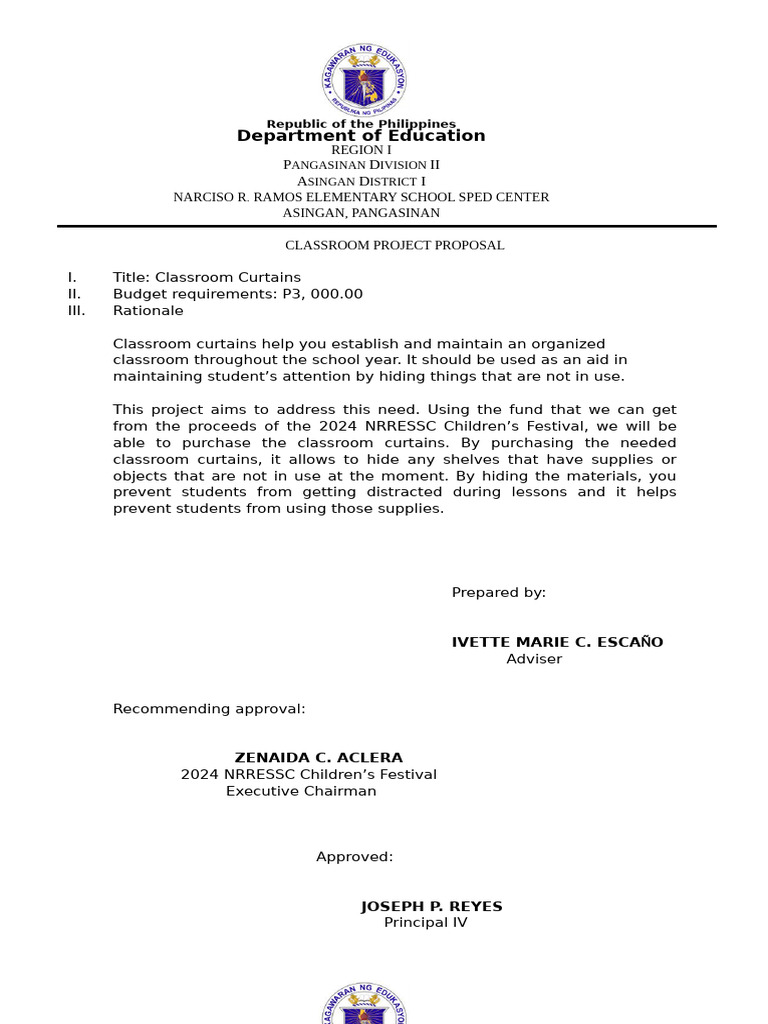 Classroom Project Proposals for SPED Center | PDF