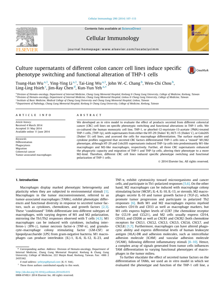 Colon Cancer Cell Lines Induce THP1 Differentiation | PDF | Macrophage ...
