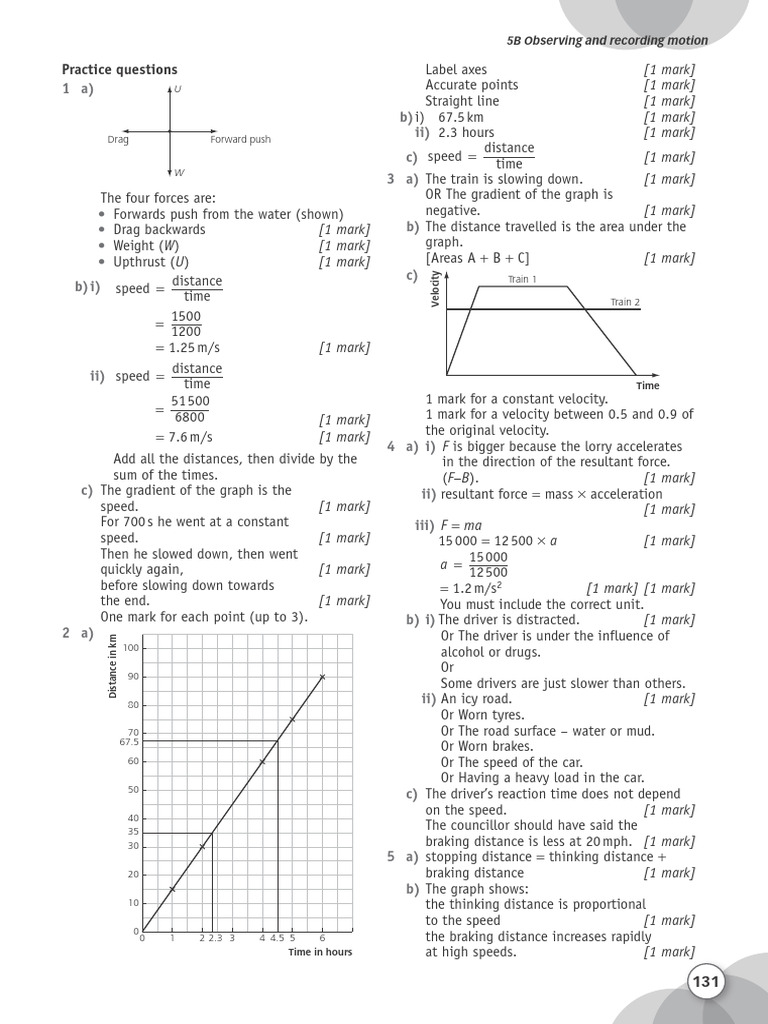 answer key 5b | PDF | Force | Acceleration