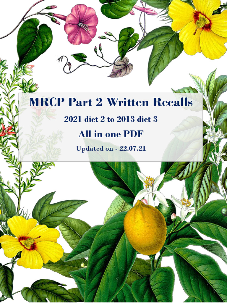 MRCP Part 2 Recalls Promo | PDF | Human Diseases And Disorders | Causes ...