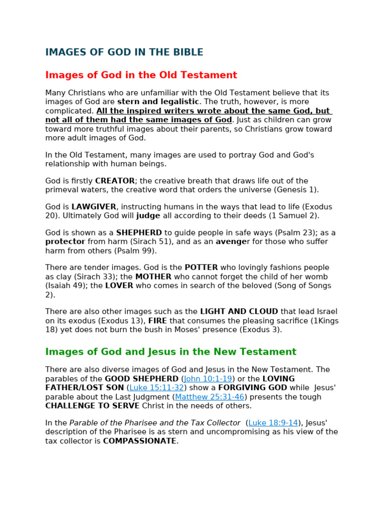 Biblical Images of God Explained | PDF | God The Father | Trinity