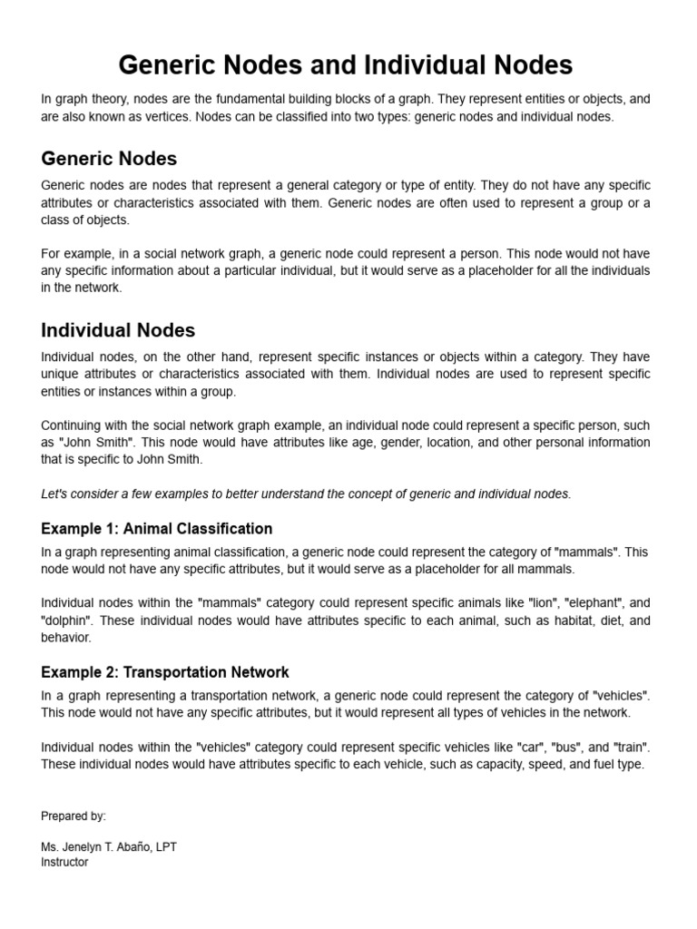 Generic Nodes and Individual Nodes 1 | PDF Generic Nodes and Individual Nodes 1 | PDF