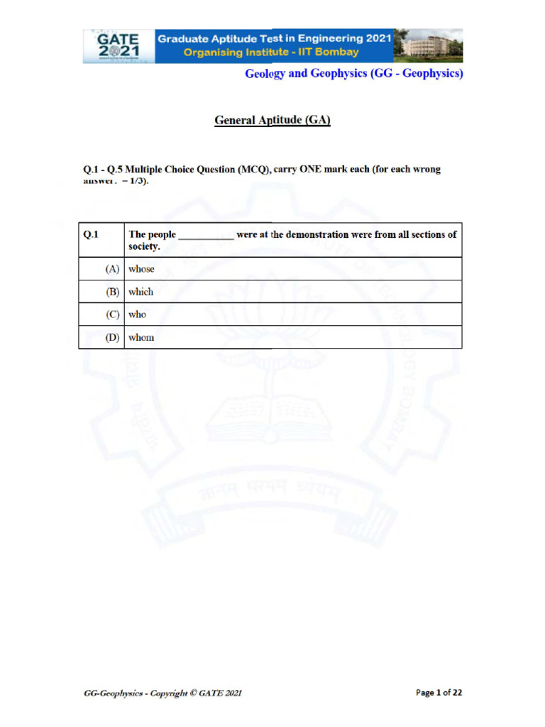 GG2-2021 | PDF | Multiple Choice | Science Education