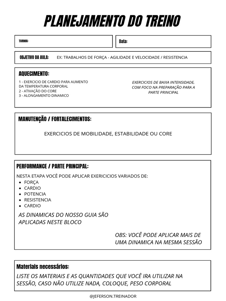 Modelo Plano de Treino | PDF