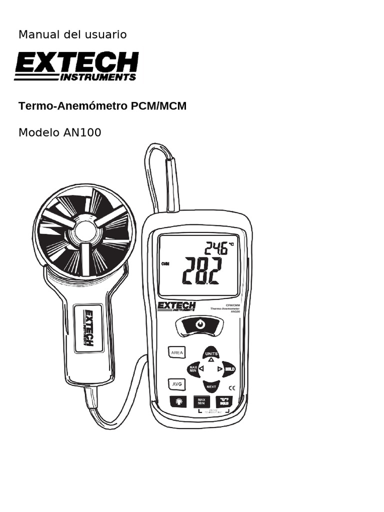 Termo Anemometro PCM Extech AN100 Manual Del Usuario | PDF | Electrónica