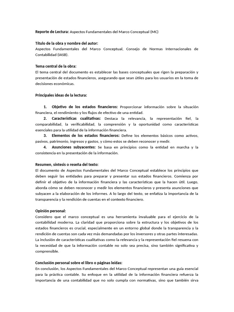 Reporte de Lect | PDF | Estado financiero | Contabilidad
