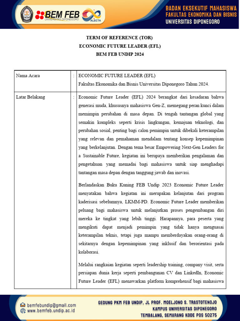Term of Reference | PDF | Karier & Perkembangan | Bisnis