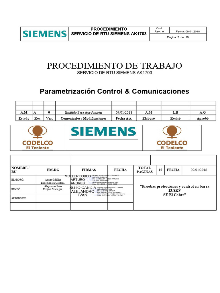 Procedimiento RTU Siemens AK1703 | PDF | Scada | Ingenieria Eléctrica