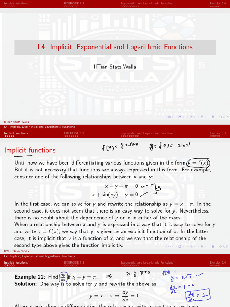 L4Implicit Functions | PDF | Function (Mathematics) | Exponential Function