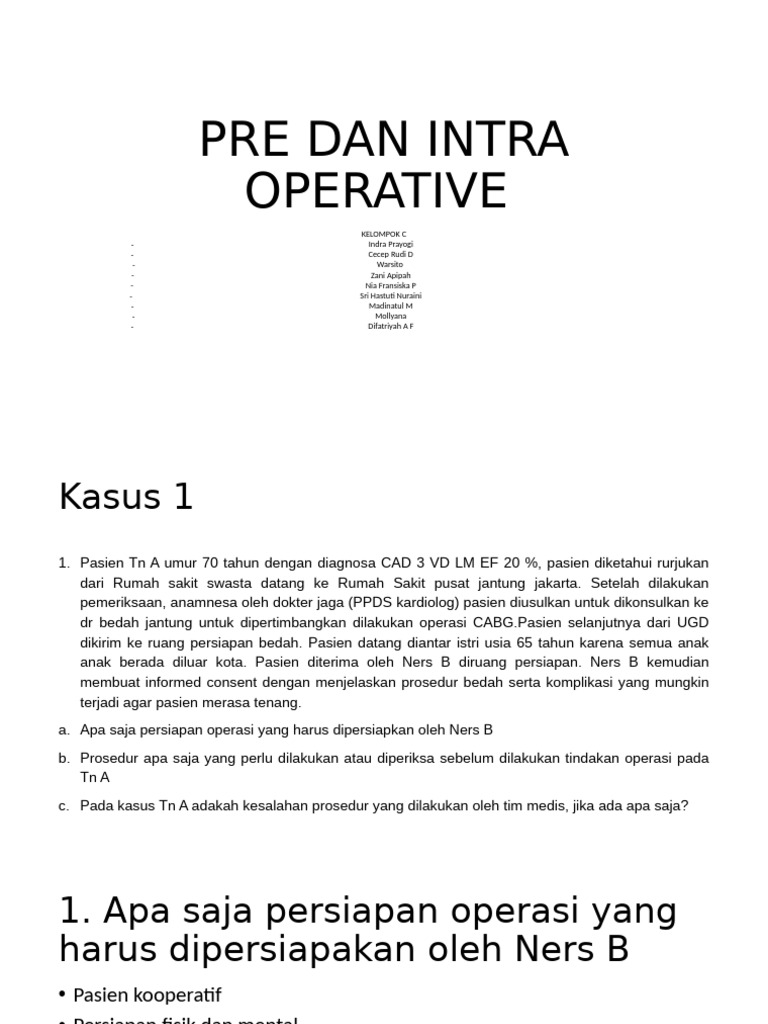 Pre Dan Intra Operative | PDF