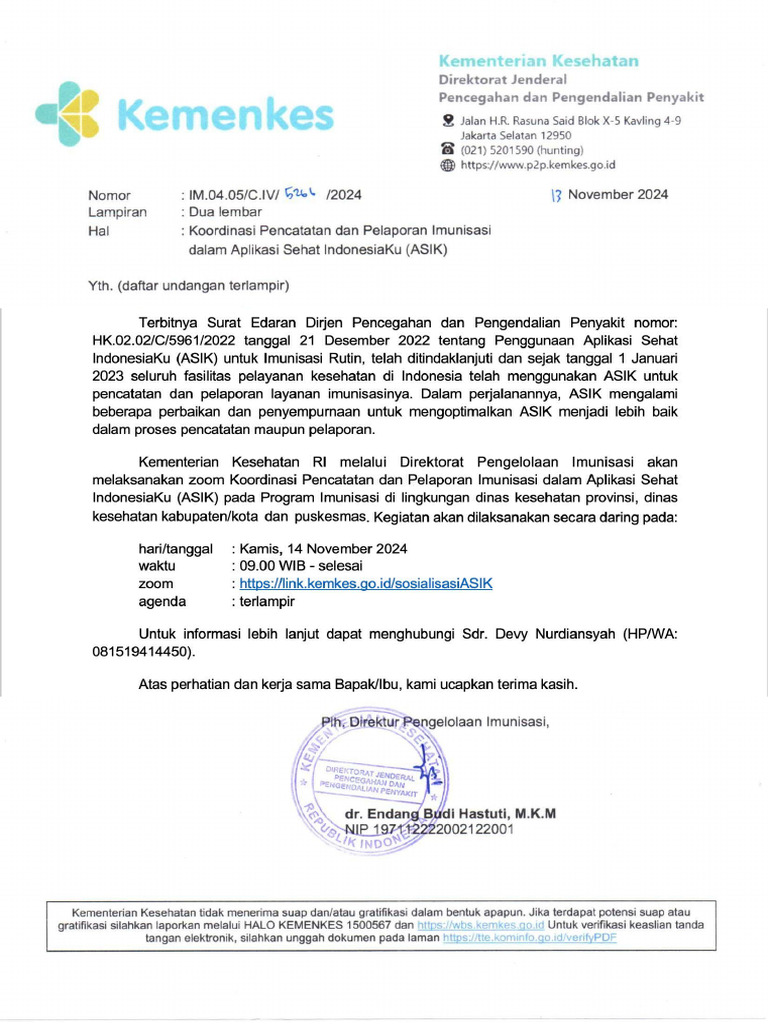 V1. Koordinasi Pencatatan Dan Pelaporan Imunisasi Dalam Aplikasi Sehat IndonesiaKu (ASIK) PDF | PDF