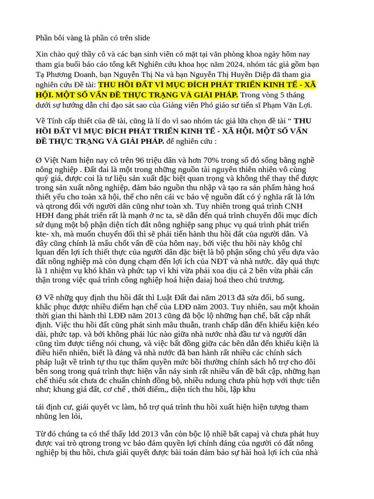 THUYẾT TRÌNH NCKH | PDF