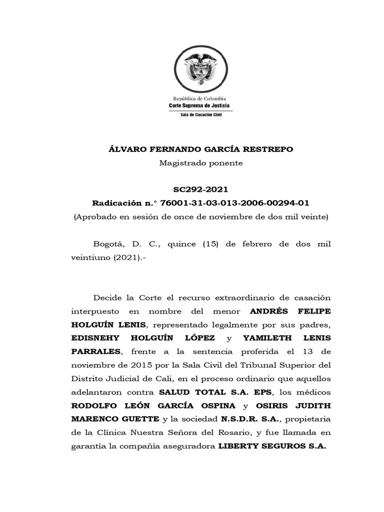 SC292-2021 - Resp Medica Por Demora en Atención en El Parto | PDF ...