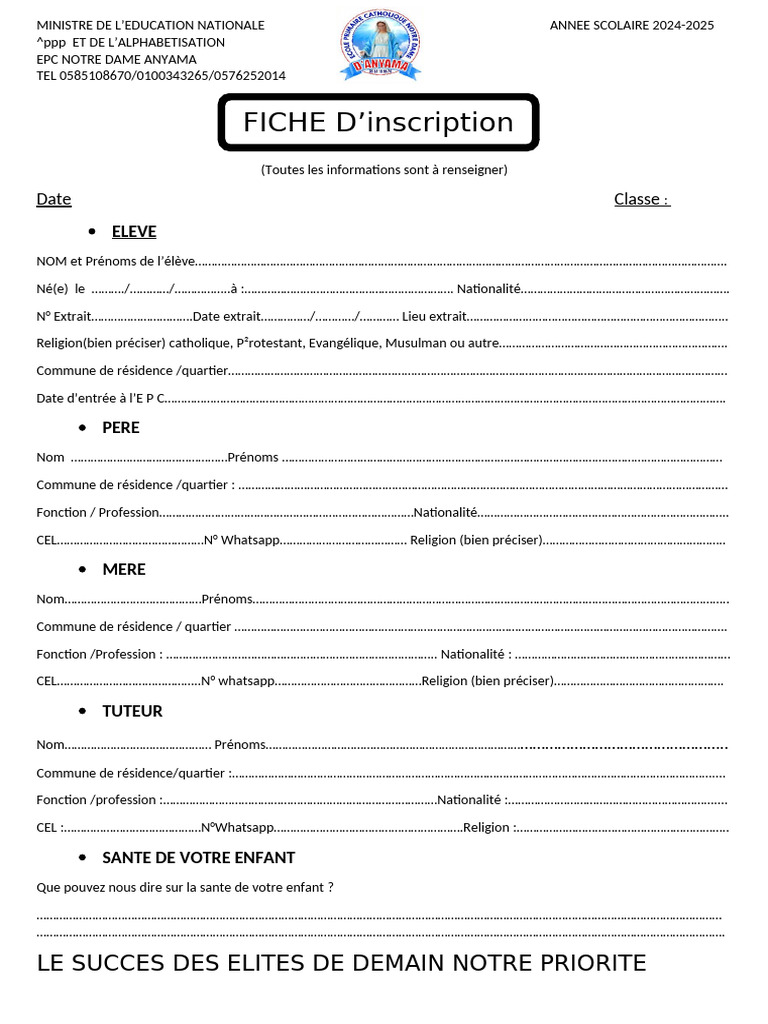 Fiche de Renseignement | PDF