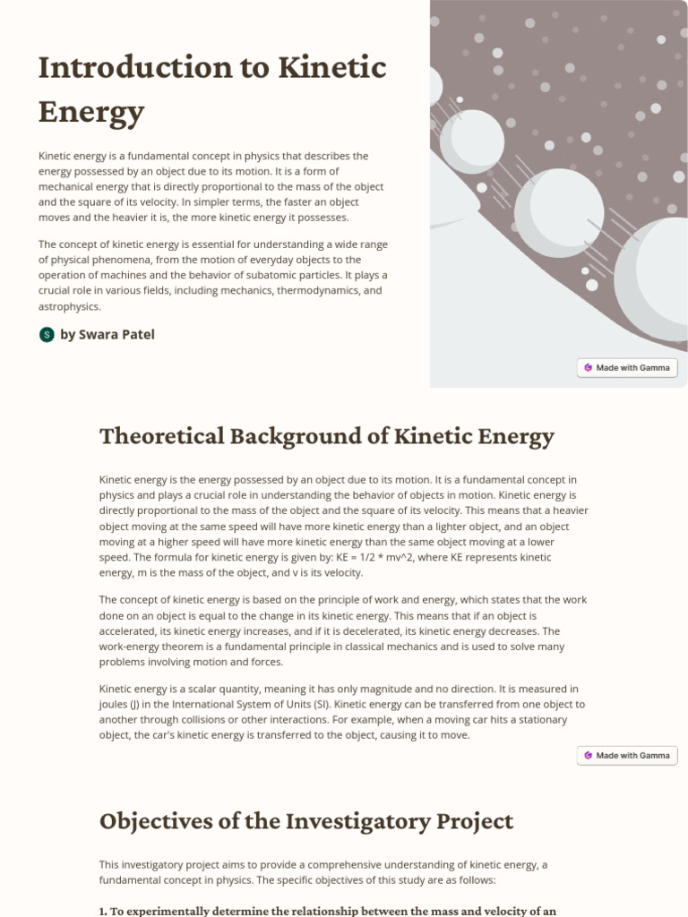 Introduction To Kinetic Energy | PDF | Kinetic Energy | Mass
