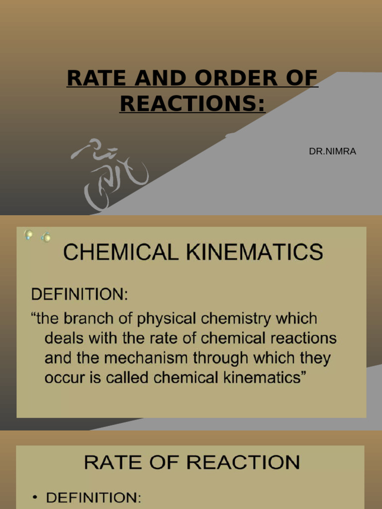 LECTURE #01 Rate & Order of Reaction | PDF