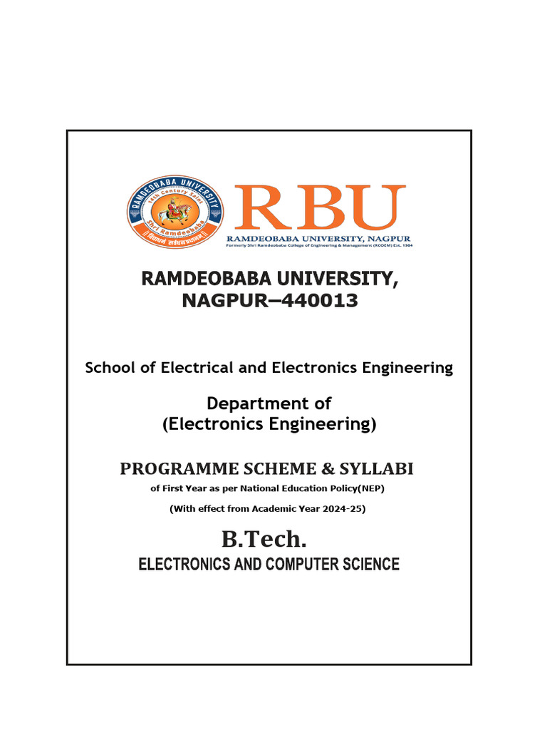 B. Tech. ECS - RBU - SCHEME - SYLLABUS - 06 - 09 - 2024 | PDF | Computer Program | Programming