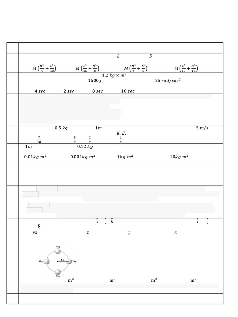 HHW XI 2024 | PDF | Rotation Around A Fixed Axis | Angular Momentum