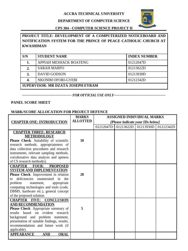 Cps 304 Grading Sheet-Panel Member - New (1) - Mar 07 (1) M | PDF ...
