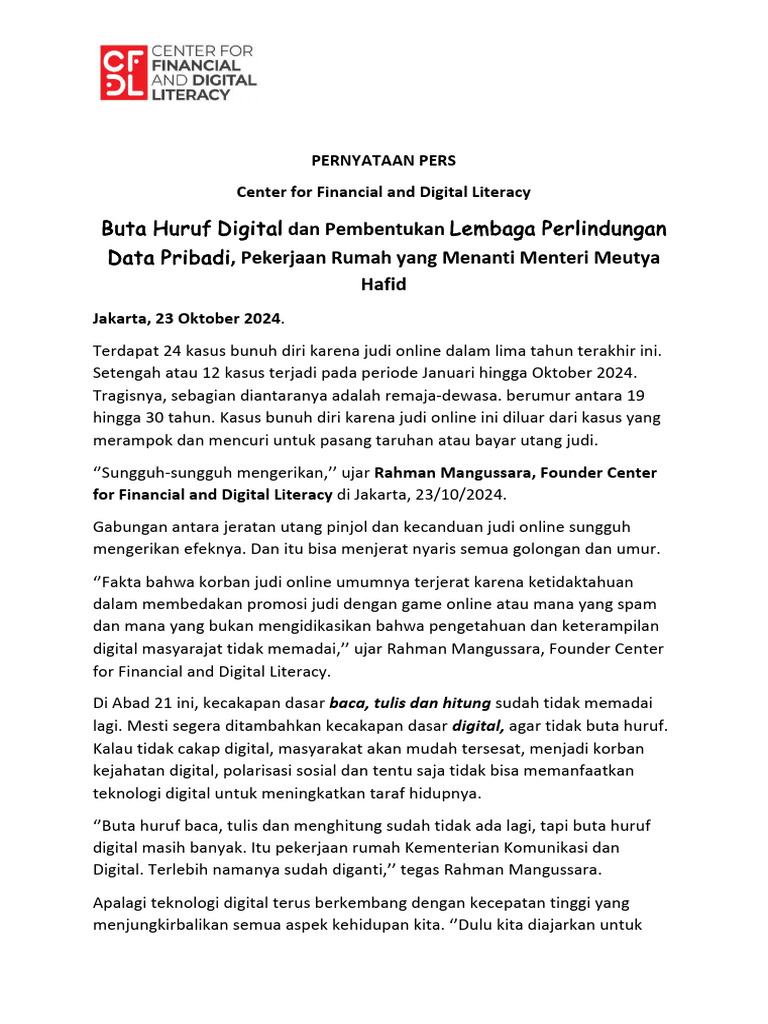 Siaran Pers Kementerian Digital | PDF