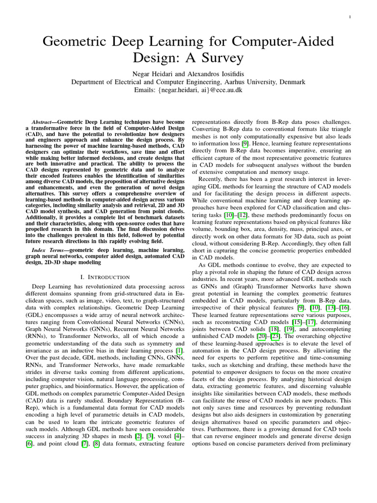 Geometric Deep Learning For Computer-Aided Design: A Survey | PDF ...