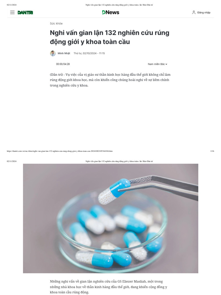 Tuần 1 - Nghi Vấn Gian Lận 132 Nghiên Cứu Rúng Động Giới y Khoa Toàn Cầu - Báo Dân Trí | PDF