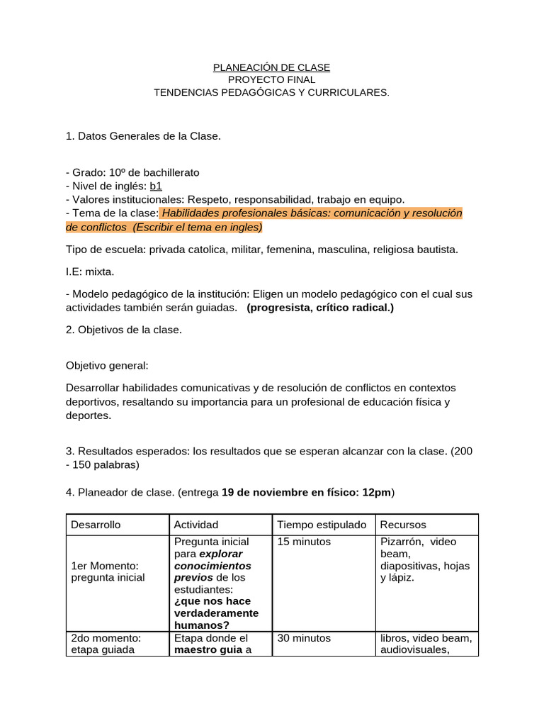 Planeación de Clase | PDF | Aprendizaje