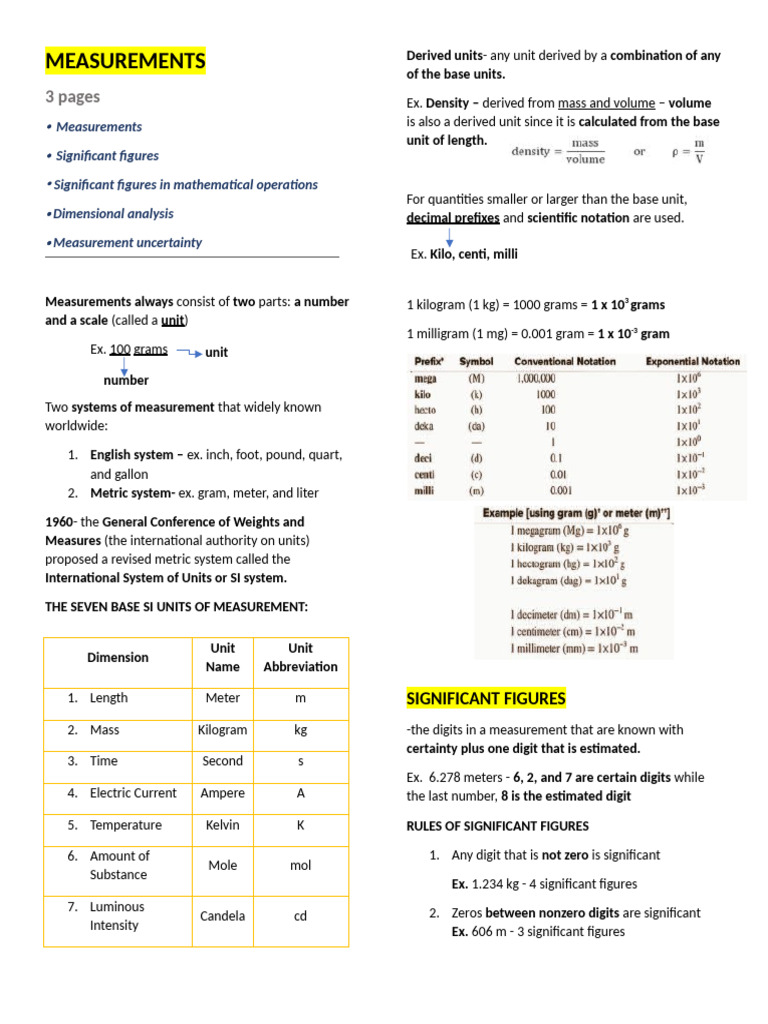 Measurements | PDF | Significant Figures | International System Of Units