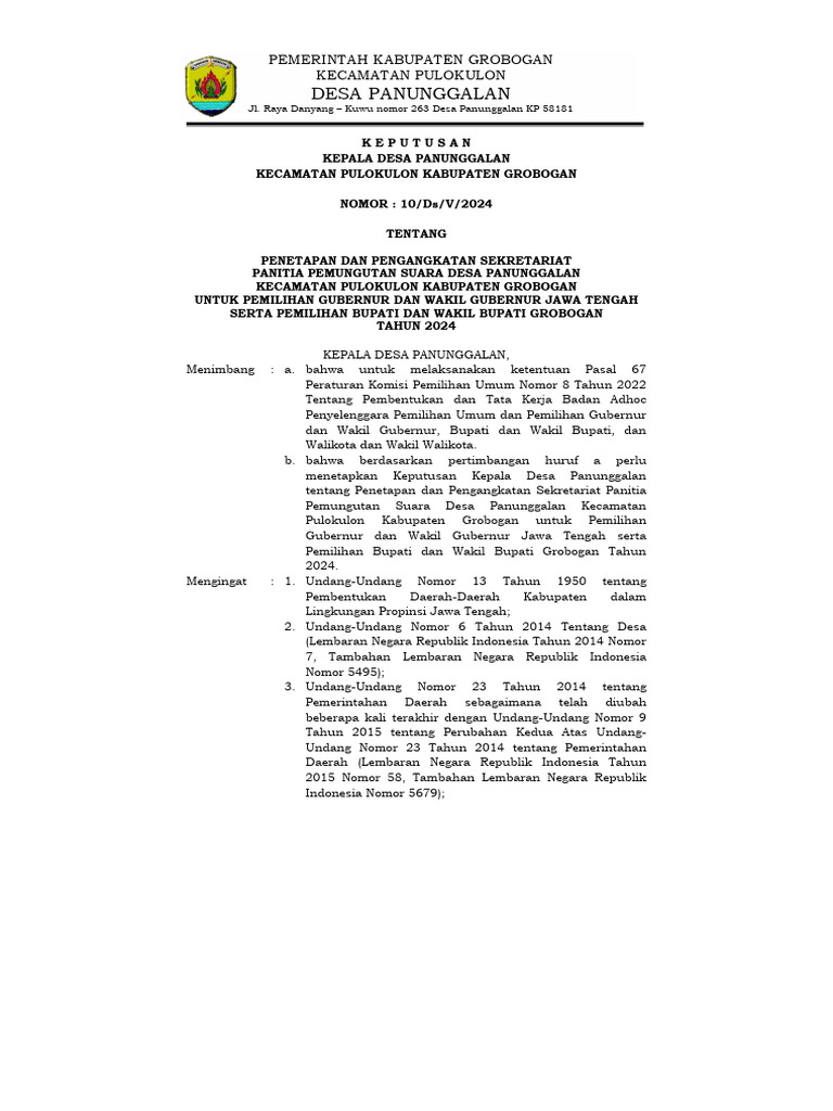 SK 10 Sekretariat PPS 2024 | PDF