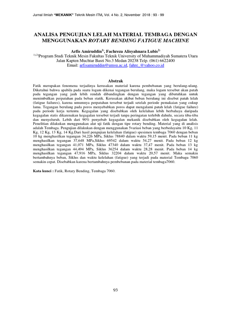 Uji Kelelahan Tembaga 7060 | PDF