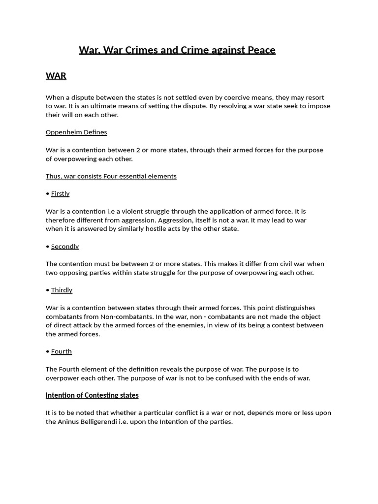 War Crimes and Peace Violations Explained | PDF | International ...