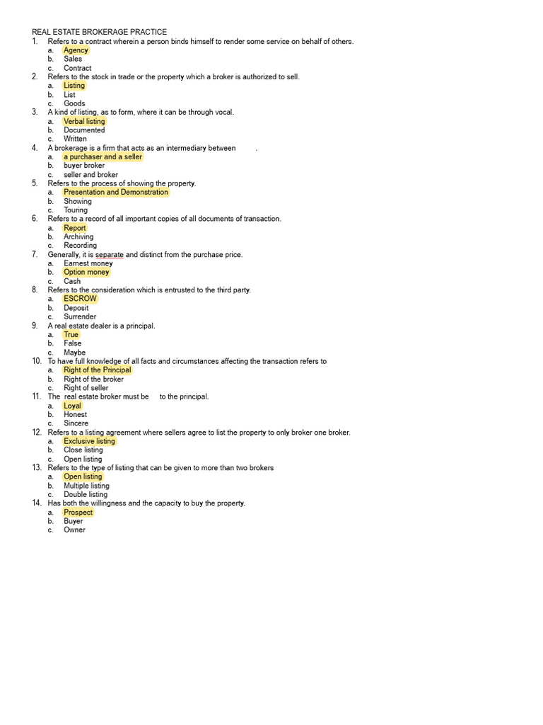 Real Estate Brokerage Practice | PDF | Leasehold Estate | Lease