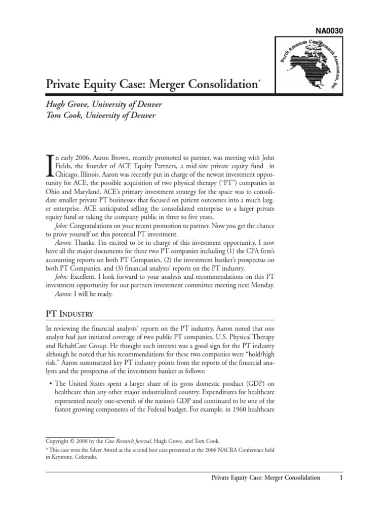 PE Case Study - Merger Consolidation | PDF | Leveraged Buyout | Mergers ...