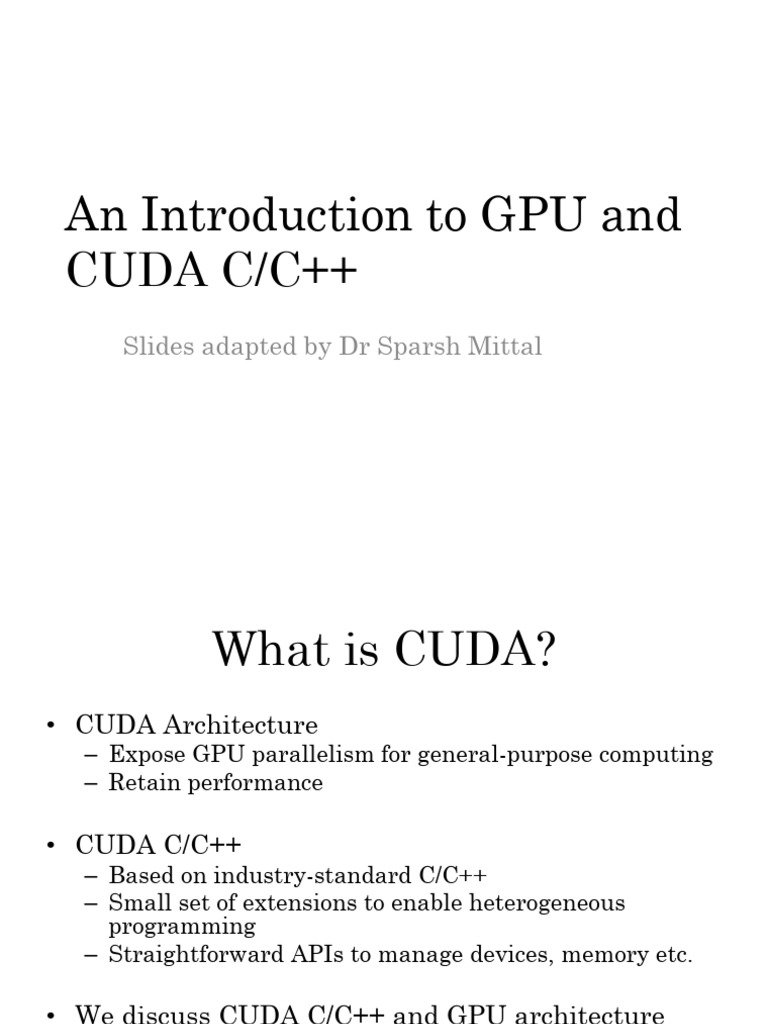 21.L18 Intro To GPU and CUDA C | PDF | Graphics Processing Unit | Pointer (Computer Programming)