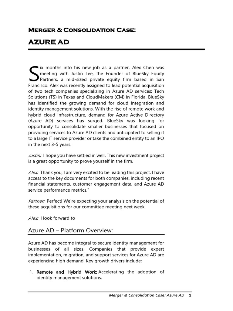 Case - Azure AD | PDF | Mergers And Acquisitions | Expense