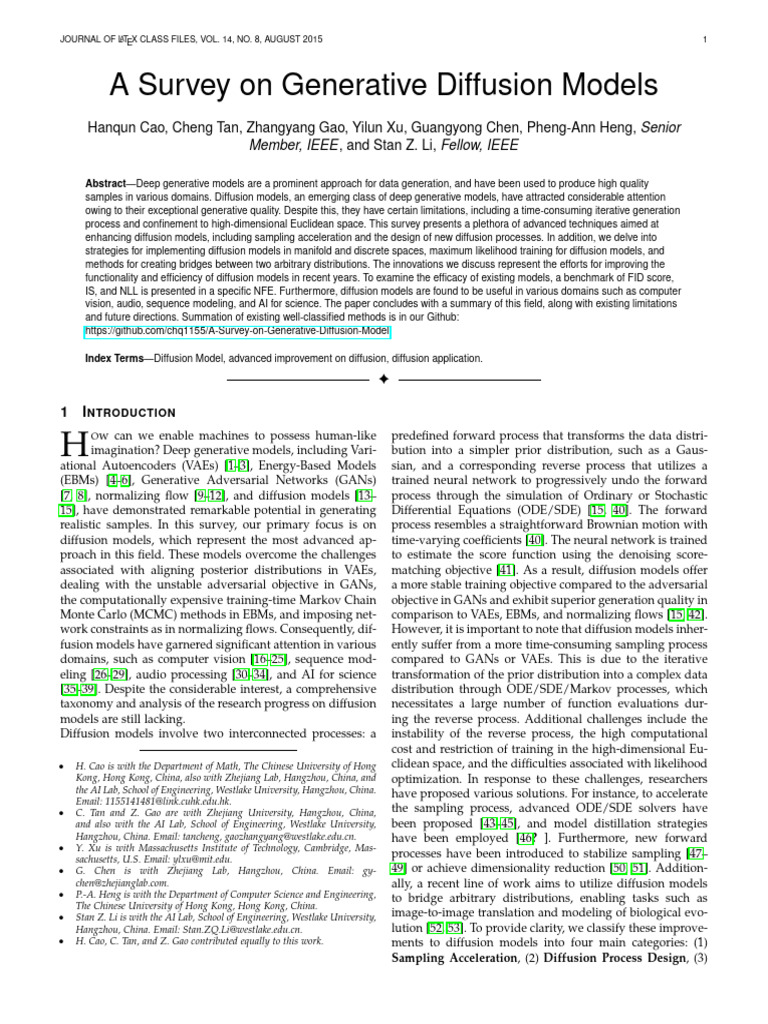 A Survey On Generative Diffusion Models | PDF | Stochastic Differential Equation | Probability ...