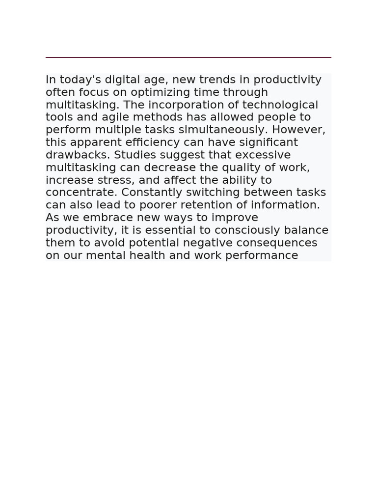Multitasking: Productivity vs. Quality | PDF | Career & Growth